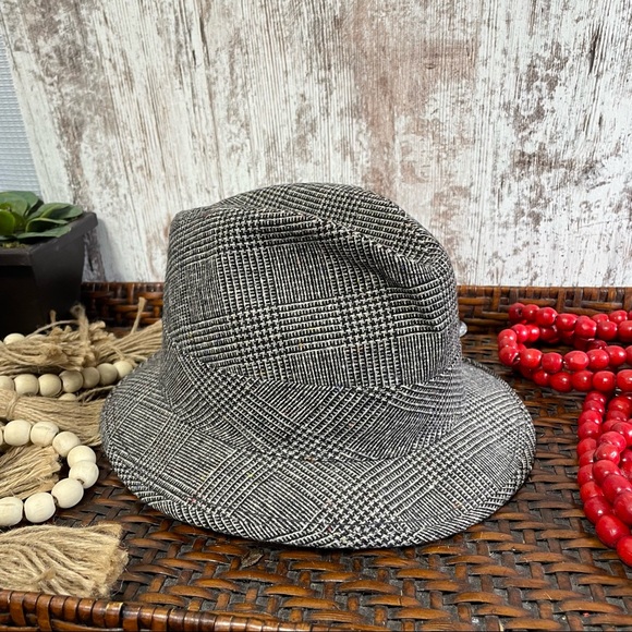 Vintage | Accessories | Mens Houndstooth Fedora Hat Cap Vintage ...